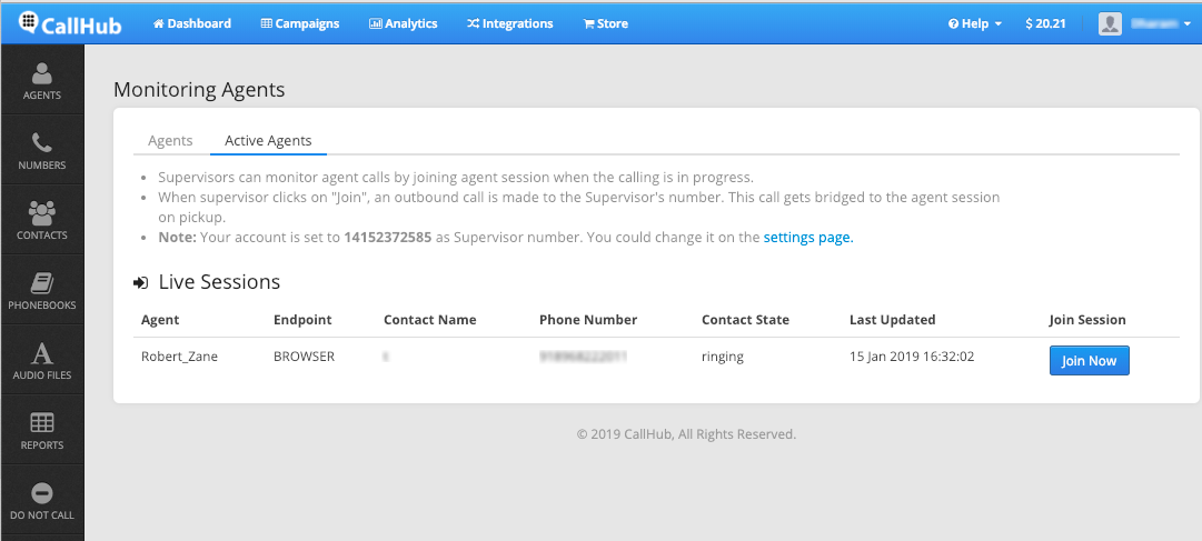How to Monitor Agent Sessions – CallHub Customer Support